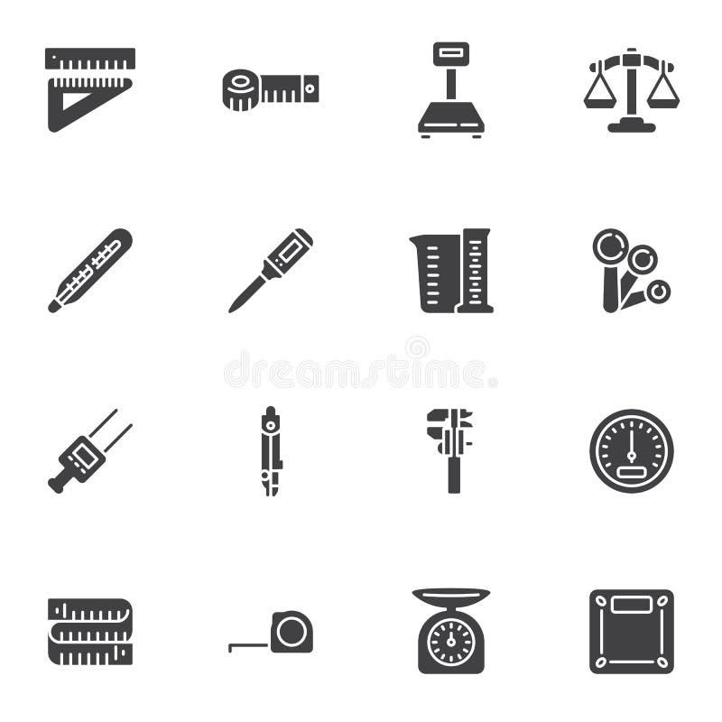 Measurement, Dimension Vector Icons Set Stock Vector - Illustration of ...