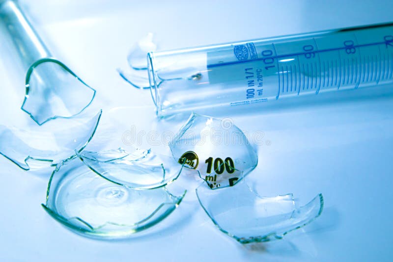 Measurement Glass and Broken Flask Glass Stock Photo - Image of ...