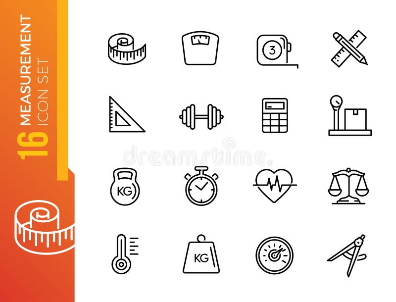 Minimal Measurement Line Icon Set Stock Vector - Illustration of clock ...