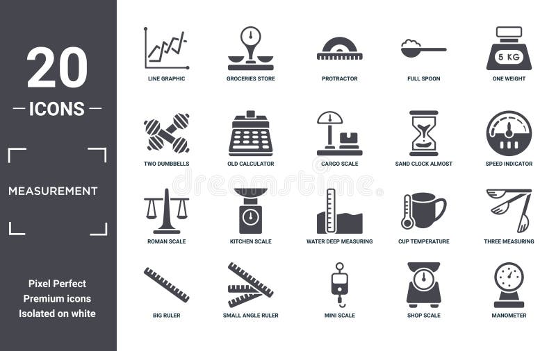 Measurement Icon Set. Include Creative Elements As Line Graphic, One ...