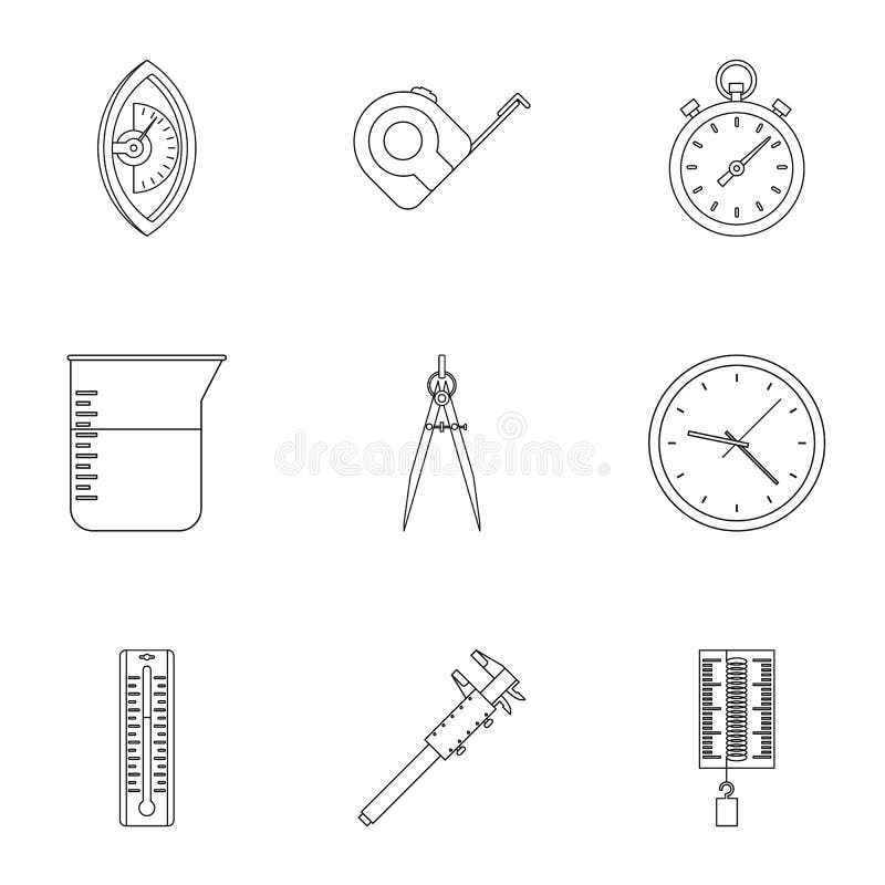 Measurement Icon Set, Outline Style Stock Vector - Illustration of ...