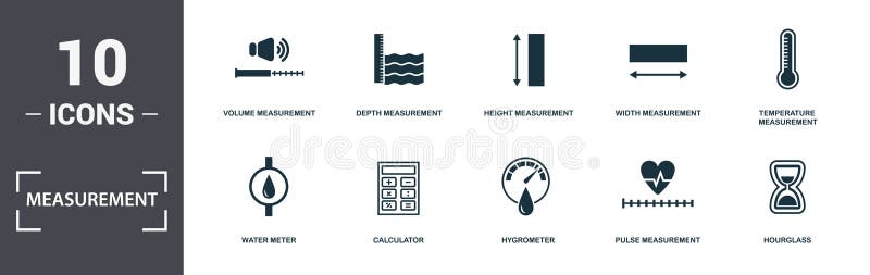 Measurement Icons Set Collection. Includes Simple Elements Such As ...