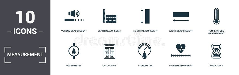 Measurement Icons Set Collection. Includes Simple Elements Such As ...