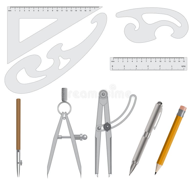 Set of geometry tools stock vector. Illustration of precise - 25779539