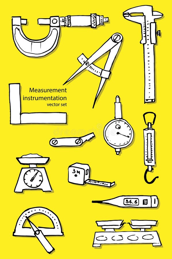 Measurement Instrumentation Hand-drawn Vector Set Stock Vector ...