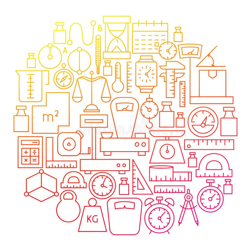 Measurement Line Icons Circle Stock Vector - Illustration of icon ...