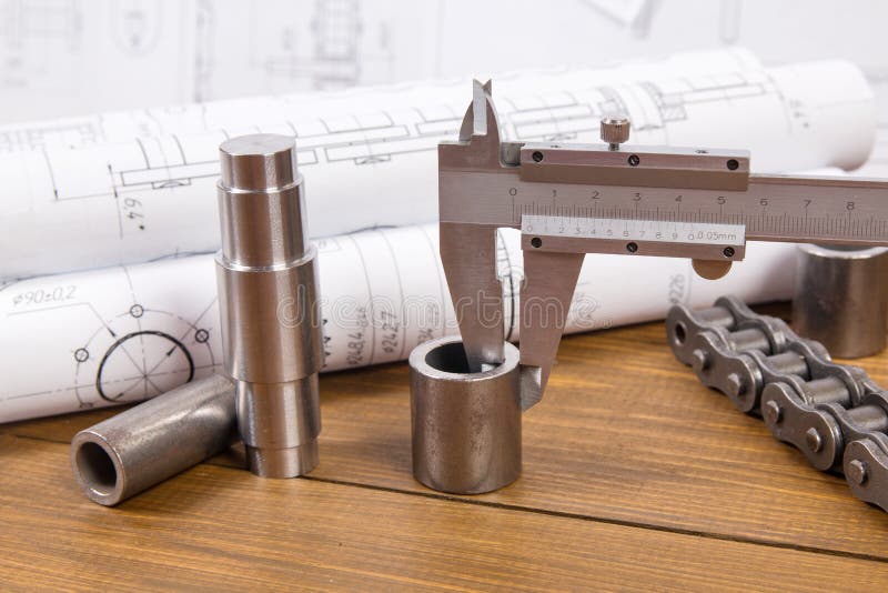 Measurement of the Metal Part with a Caliper Stock Image - Image of ...