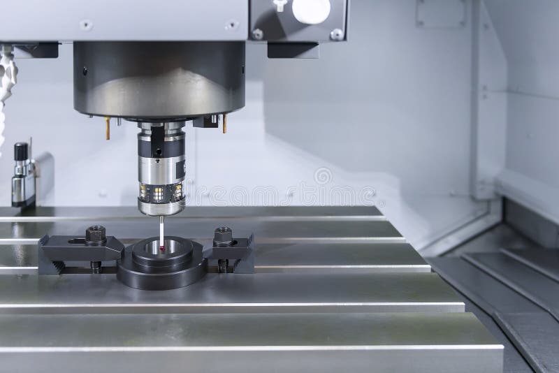 The Measurement Probe on the CNC Machine for Calibration. Stock Image ...