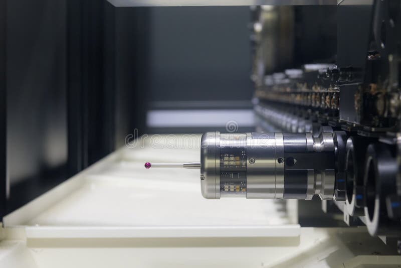 The Measurement Probe Attach on the Wire-EDM Machine. Stock Photo ...