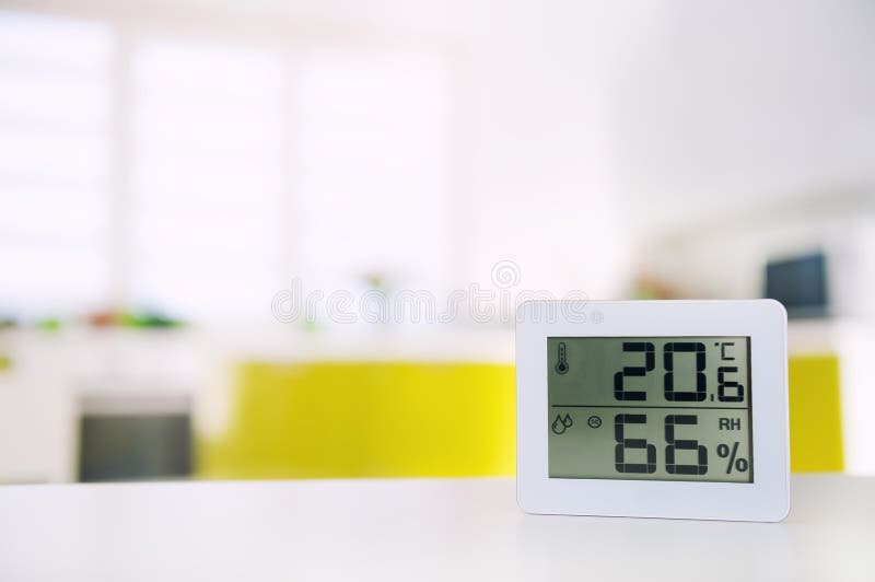 Measurement of the Temperature and Humidity in the Room Stock Photo ...