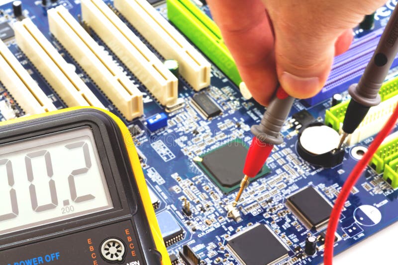 Measurement and Testing To the PC Motherboard Stock Image - Image of ...