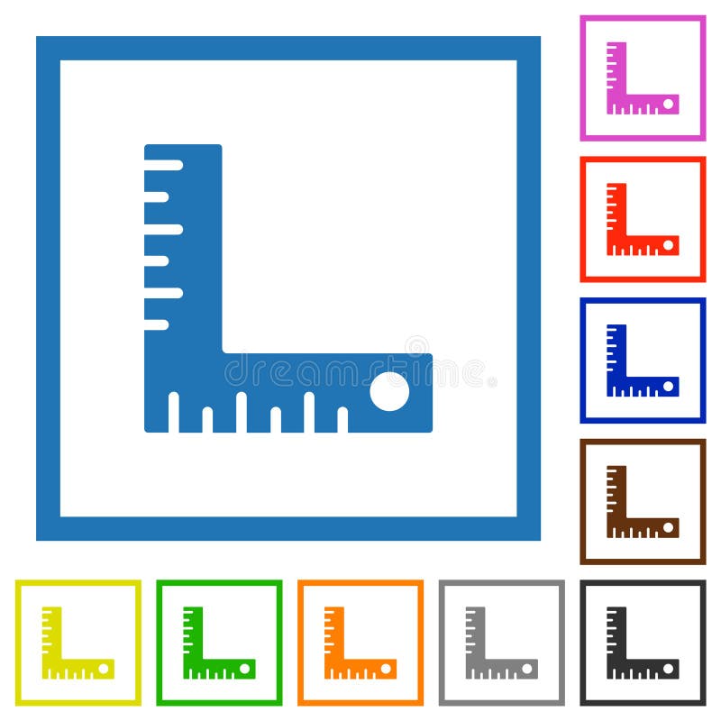 Measurement Tool Solid Flat Framed Icons Stock Vector - Illustration of ...