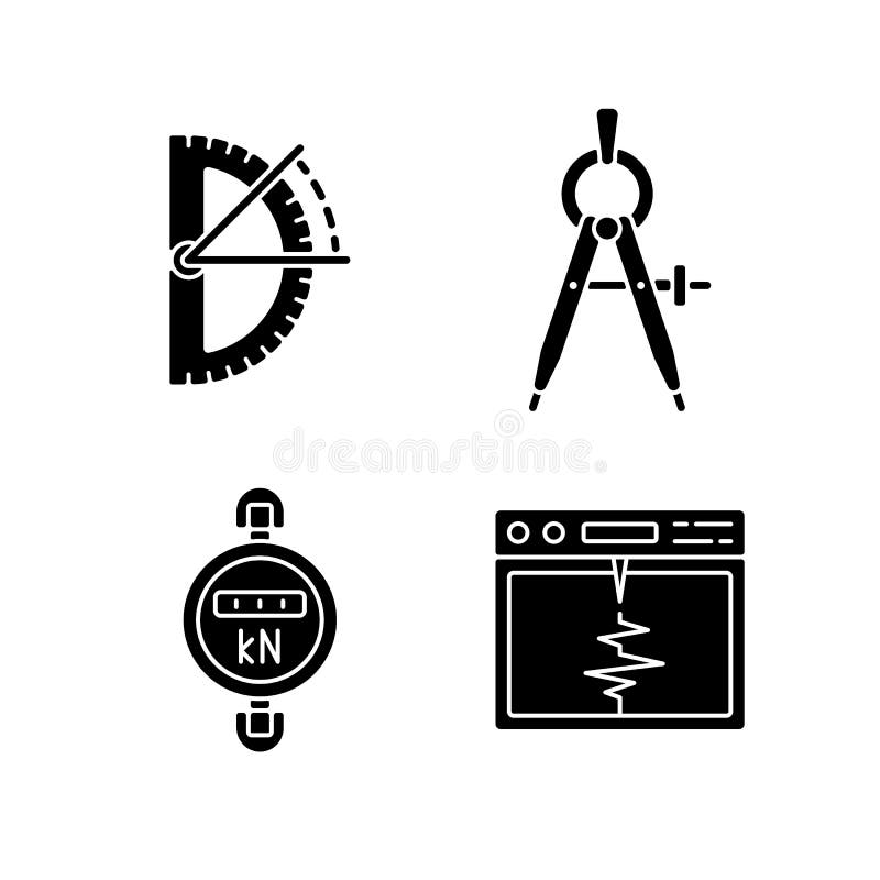 Measurement Tools Black Glyph Icons Set on White Space Stock Vector ...