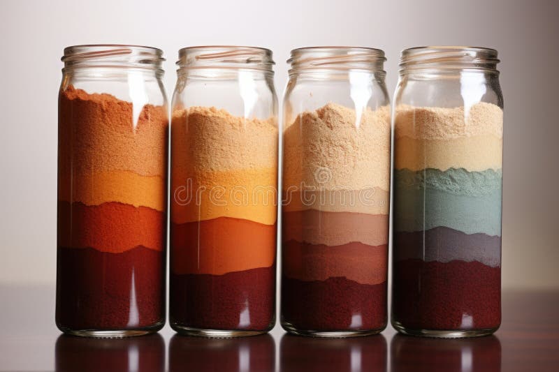 Measures of Different Colored Sand Layering in a Glass Jar Stock Image ...