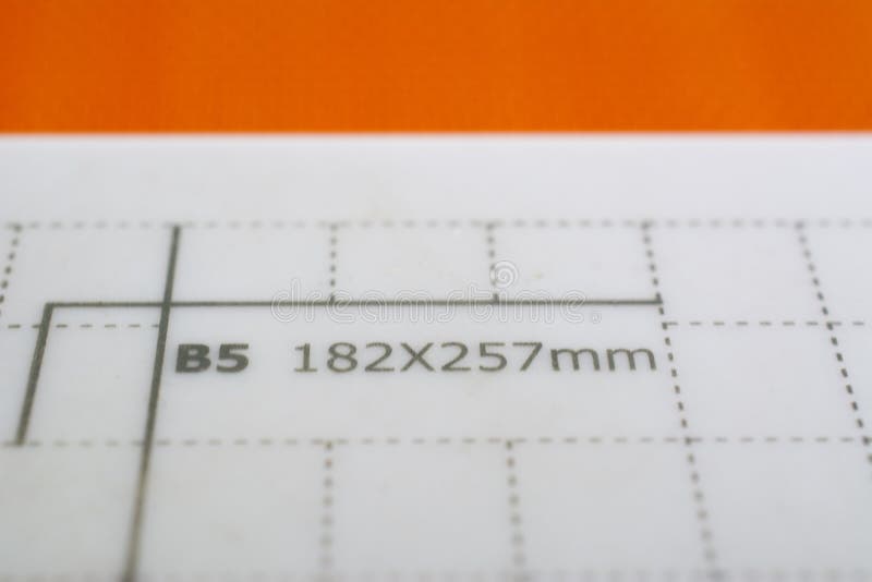 Measures for paper size B5 stock photo. Image of width - 70675506
