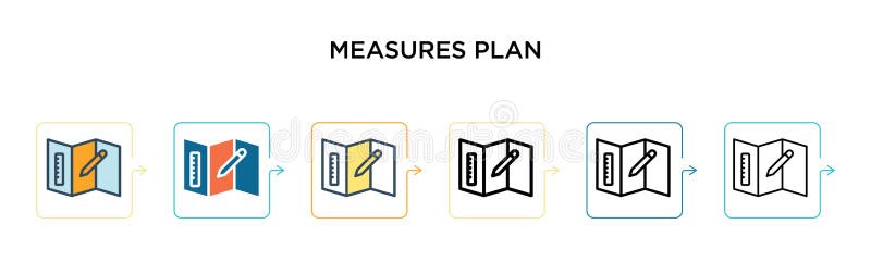 Measures Plan Vector Icon in 6 Different Modern Styles. Black, Two ...