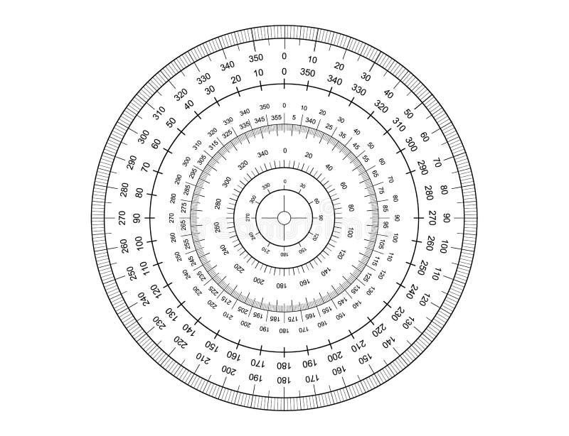 Measuring Circle Templates Isolated in White Background. Degrees 360 ...