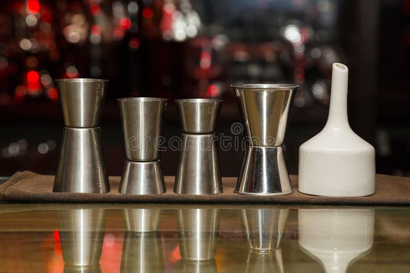 Measuring cup, bar stock image. Image of bartender, chromium - 65828661