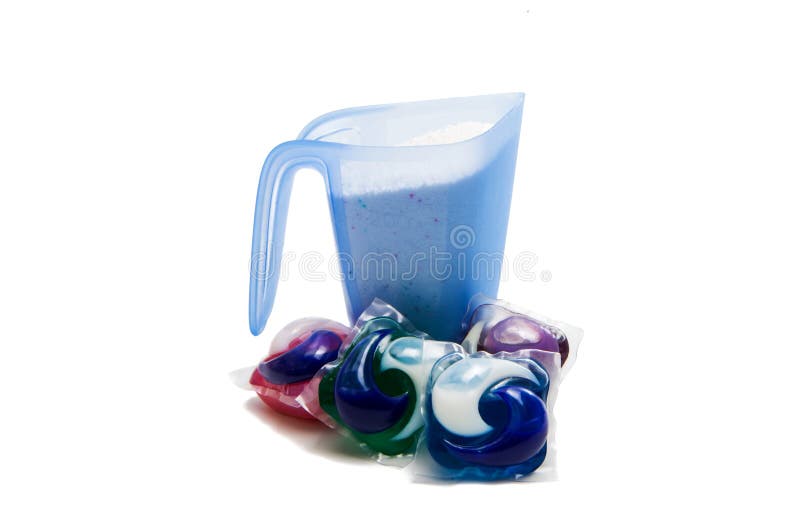 Measuring Cup with Detergent Isolated Stock Photo - Image of linen ...