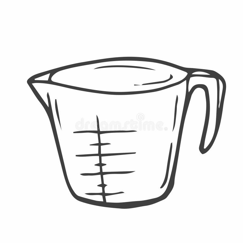 Measuring Cup Doodle Sketch in Vector Stock Illustration - Illustration ...