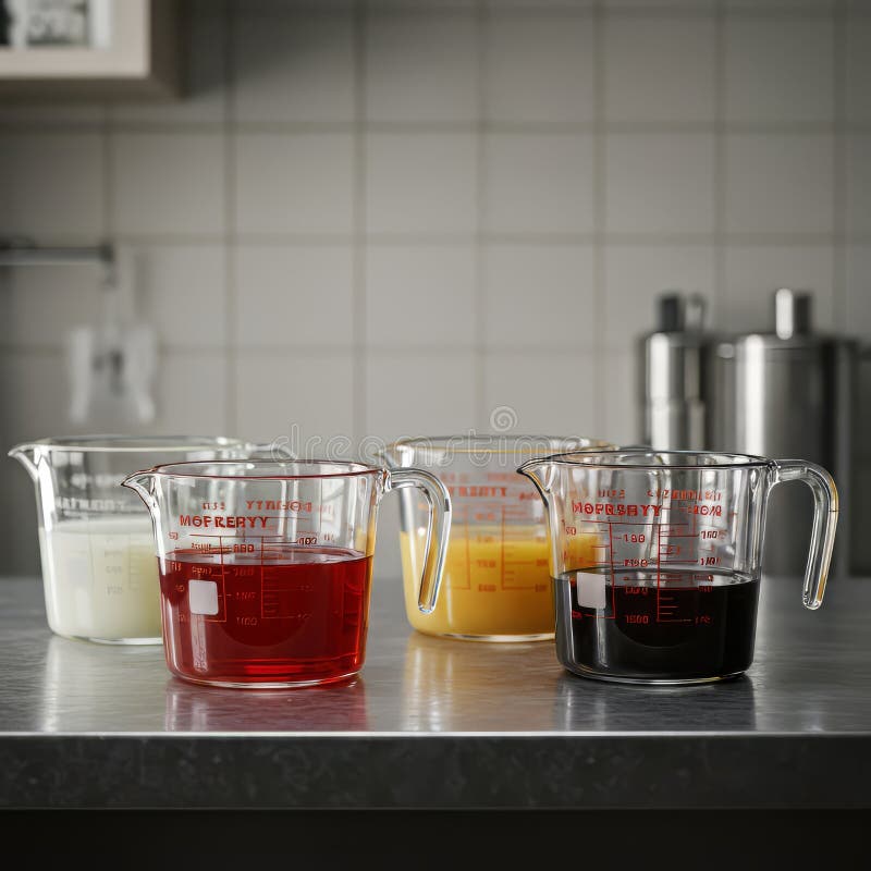 Measuring Cup with Liquid stock illustration. Illustration of food ...