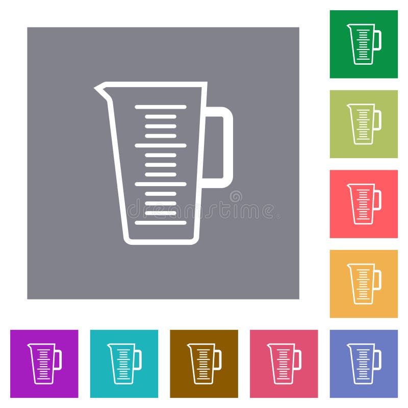 Measuring Cup Outline Square Flat Icons Stock Vector - Illustration of ...