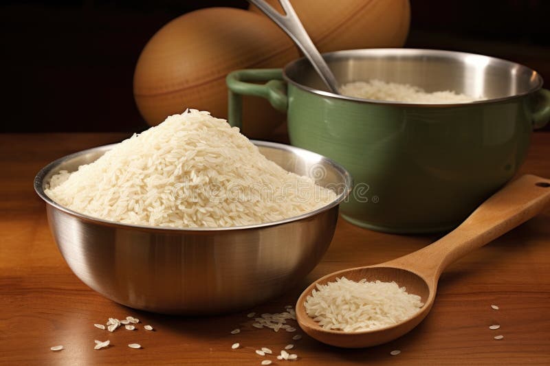 Measuring Cup and Rice Scoop on Kitchen Counter Stock Illustration ...