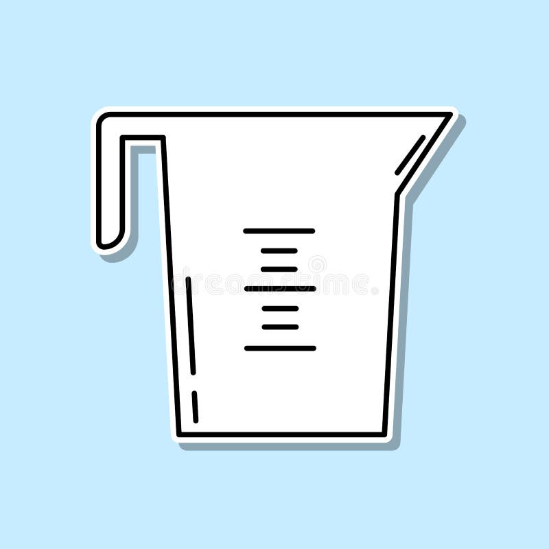 Measuring Cup Sticker Icon. Simple Thin Line, Outline Vector of Kitchen ...