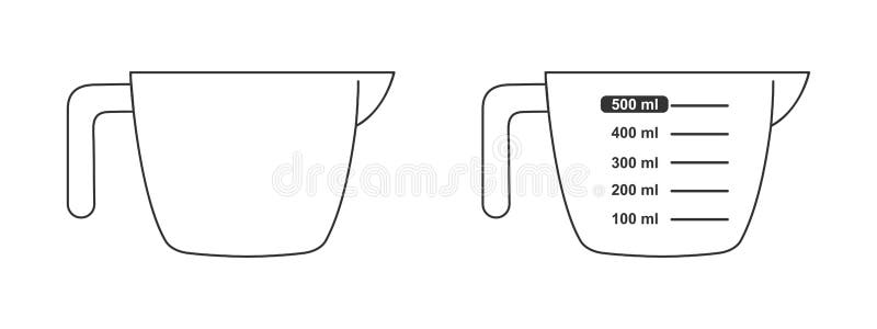 Measuring Cups Blank and with 500 Ml Volume Graphic Scale. Half Liter ...
