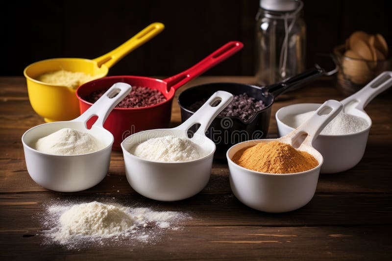 Measuring Cups Filled with Dry Ingredients Stock Illustration ...
