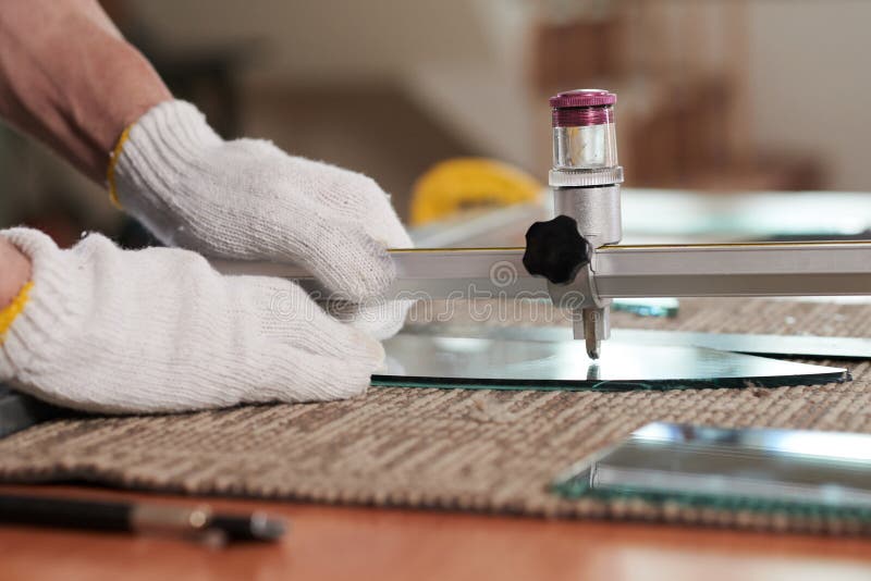 Measuring and Cutting Mirror Stock Photo - Image of copyspace, tool ...