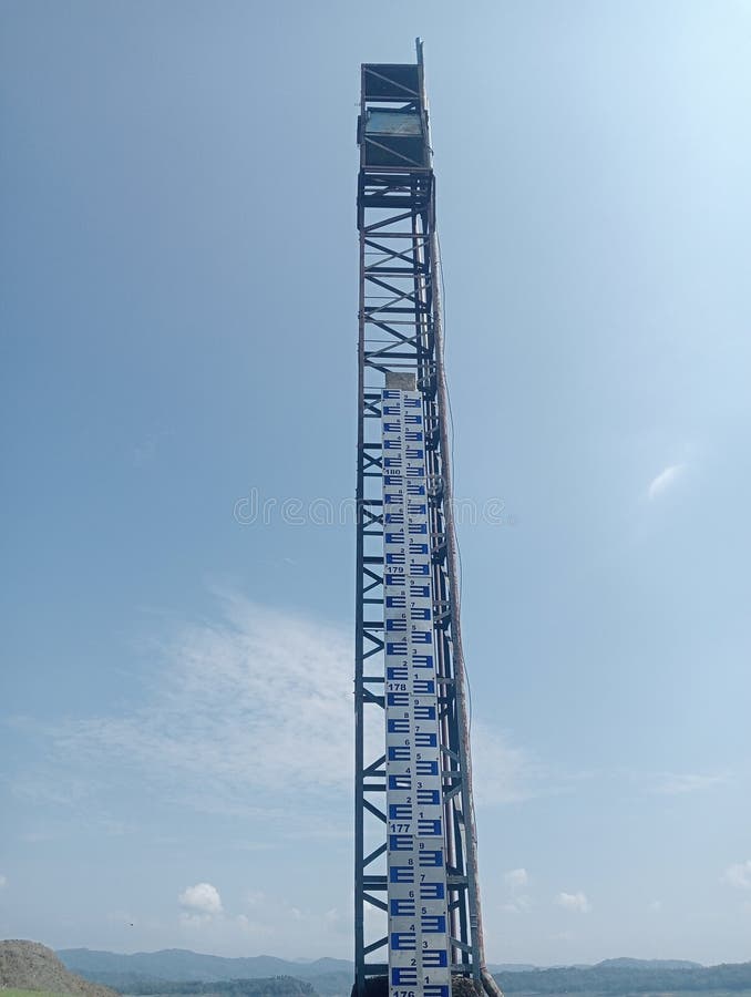 Measuring the Depth of Water in the Dam Stock Photo - Image of water ...