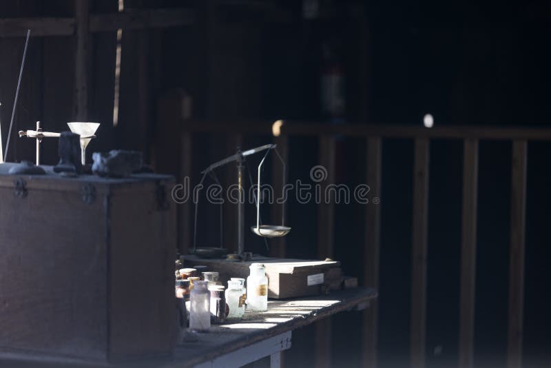 Measuring Devices on a Dusty Table in an Old Mining Building Stock ...