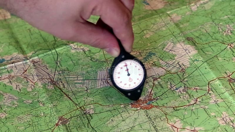 Measuring the Distance between Cities on the Map Stock Footage - Video ...
