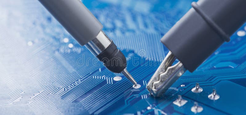 Measuring Electronic Signal Using Oscilloscope on the PCB. Electronics ...