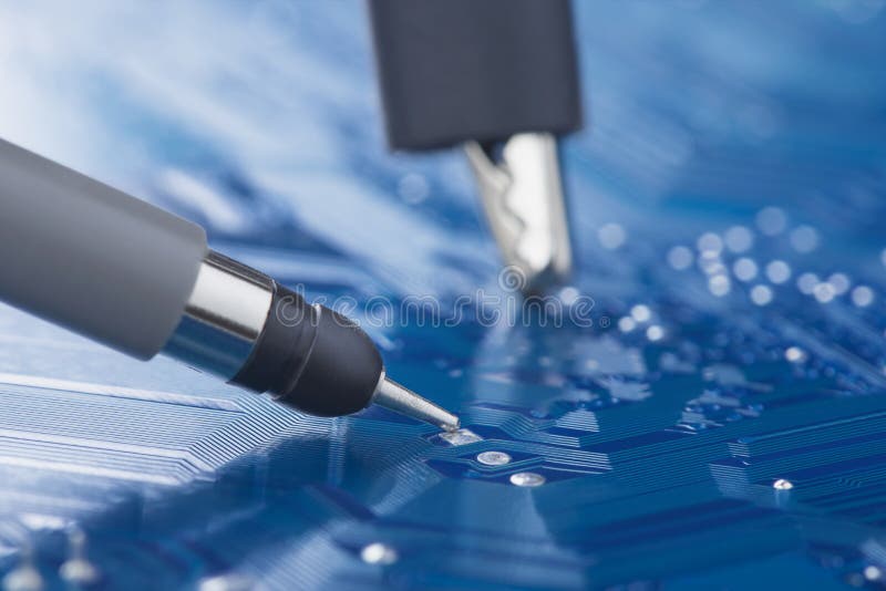 Measuring Electronic Signal Using Oscilloscope on the PCB. Electronics ...