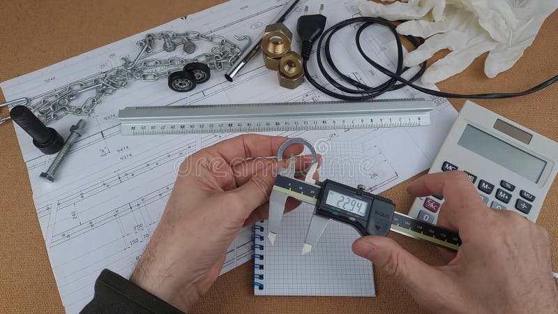 Measuring Equipment with Caliper of Shim Stock Video - Video of display ...