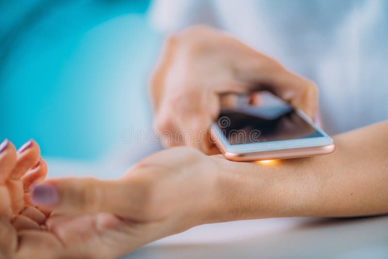 Measuring Heart Rate Using Back Camera on a Smart Phone Stock Image ...