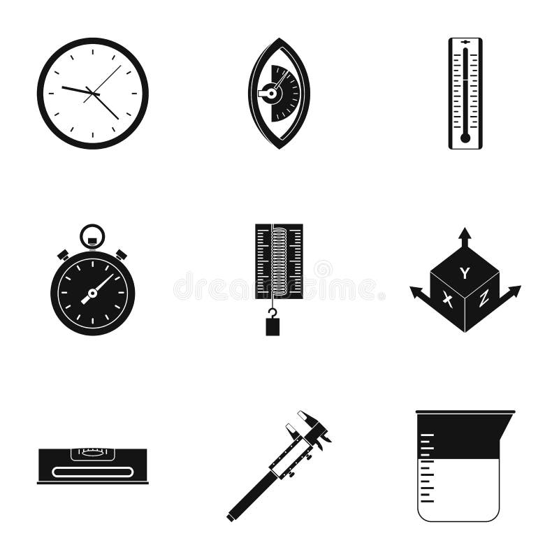 Measuring Icon Set, Simple Style Stock Vector - Illustration of ...