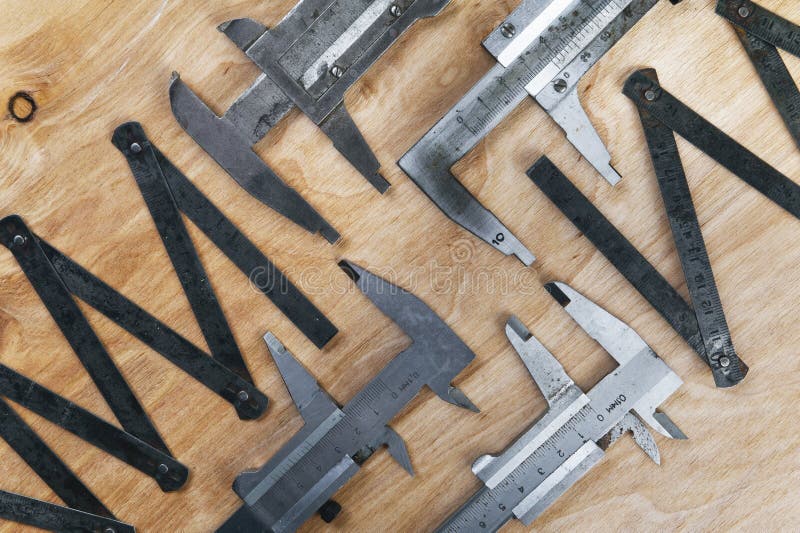 Measuring Instruments. Caliper and Iron Ruler Stock Image - Image of ...