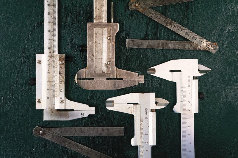 Measuring Instruments. Caliper and Iron Ruler Stock Image - Image of ...