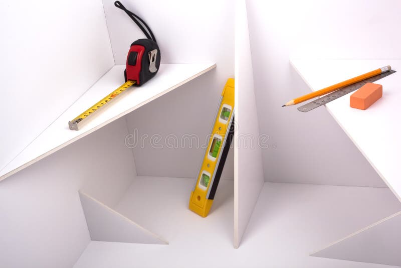 Measuring Instruments on White Construction. Stock Photo - Image of ...