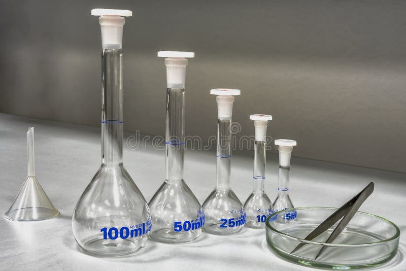 Measuring Laboratory Glassware with Forceps Stock Image - Image of ...