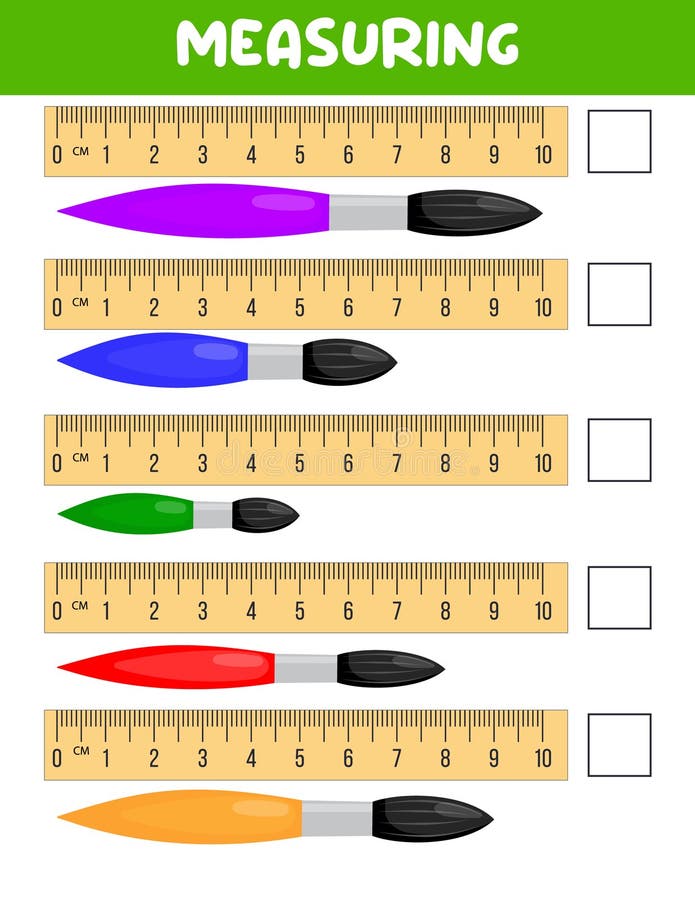 Measuring Length with Ruler. Education Developing Worksheet. Game for ...