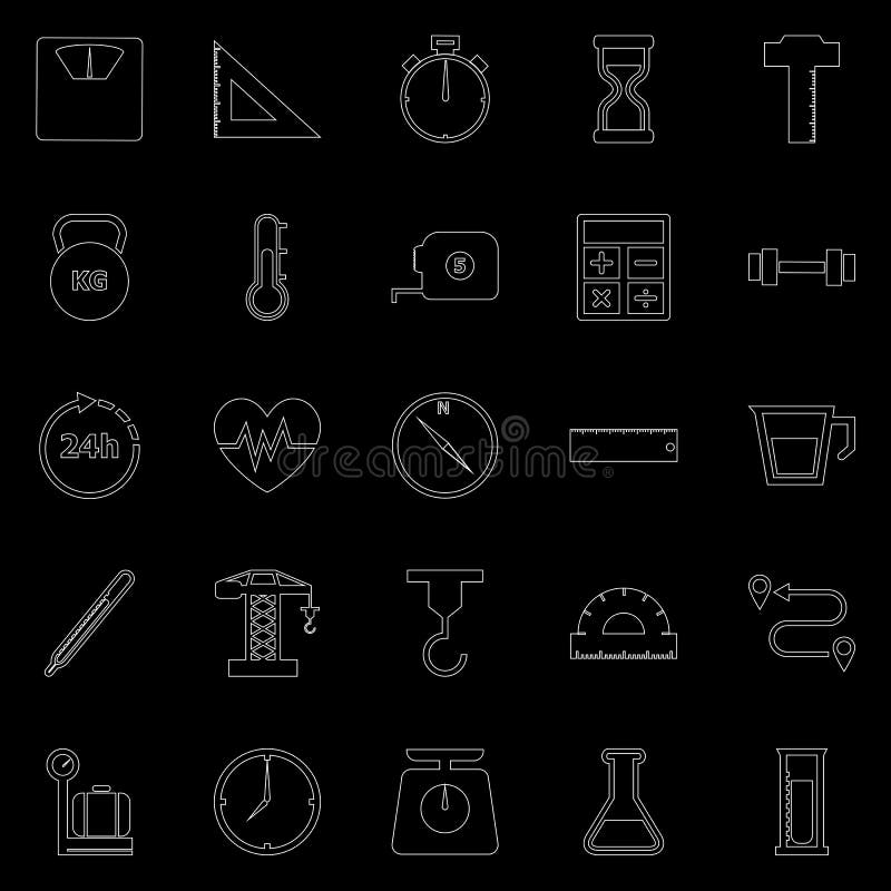 Measuring Line Icon Set, Measurement Symbols Collection, Vector ...