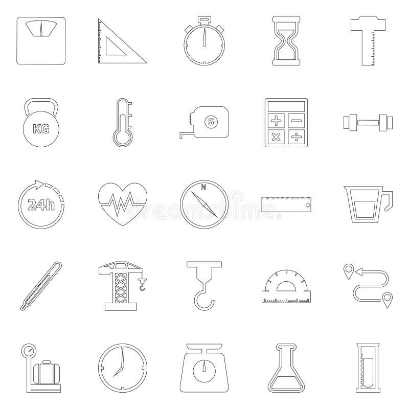 Measuring Line Icons on White Background Stock Vector - Illustration of ...