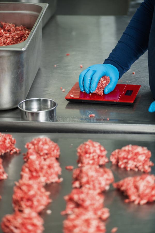 Measuring Minced Meat for Burger Preparation Stock Photo - Image of ...