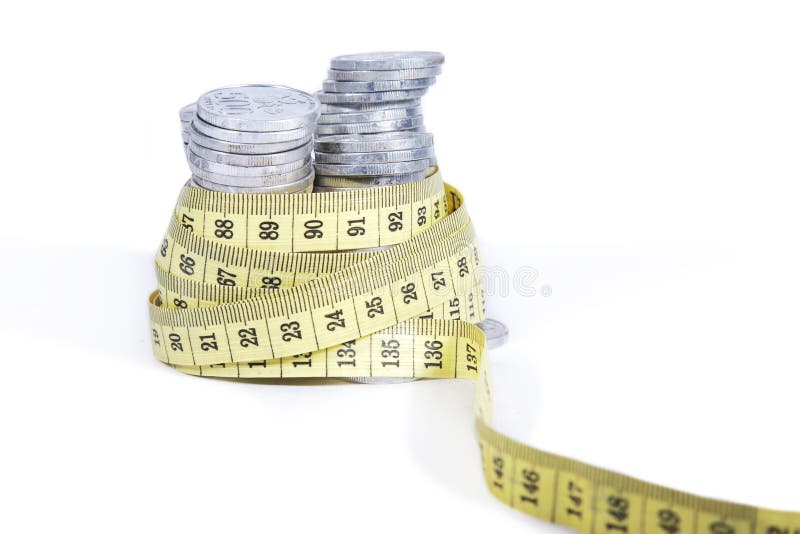 Measuring Money with Measurement Tape Stock Image - Image of isolated ...