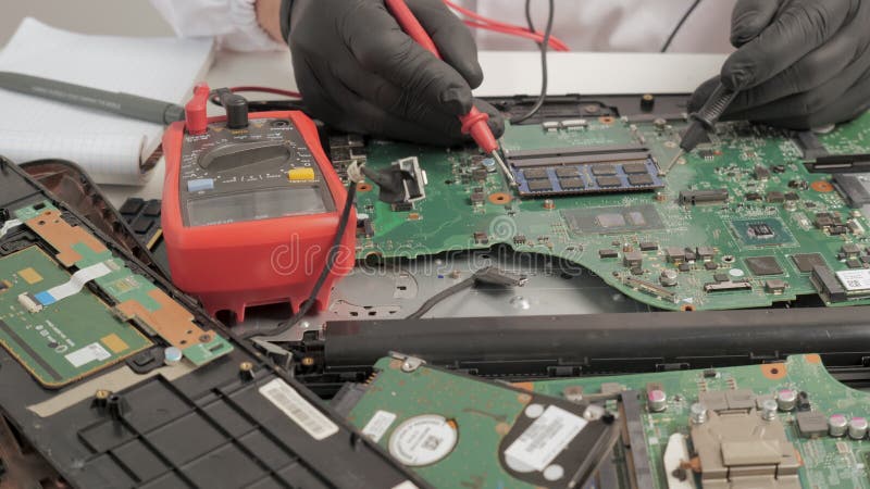 Measuring Motherboard Components with Multimeter Stock Footage - Video ...