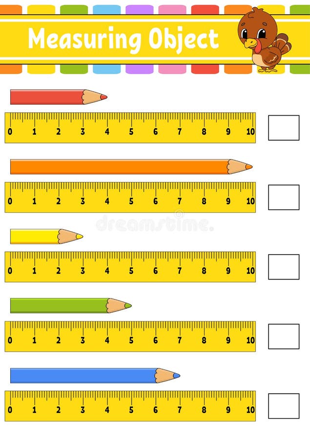 Measuring Object with Ruler. Education Developing Worksheet. Game for ...